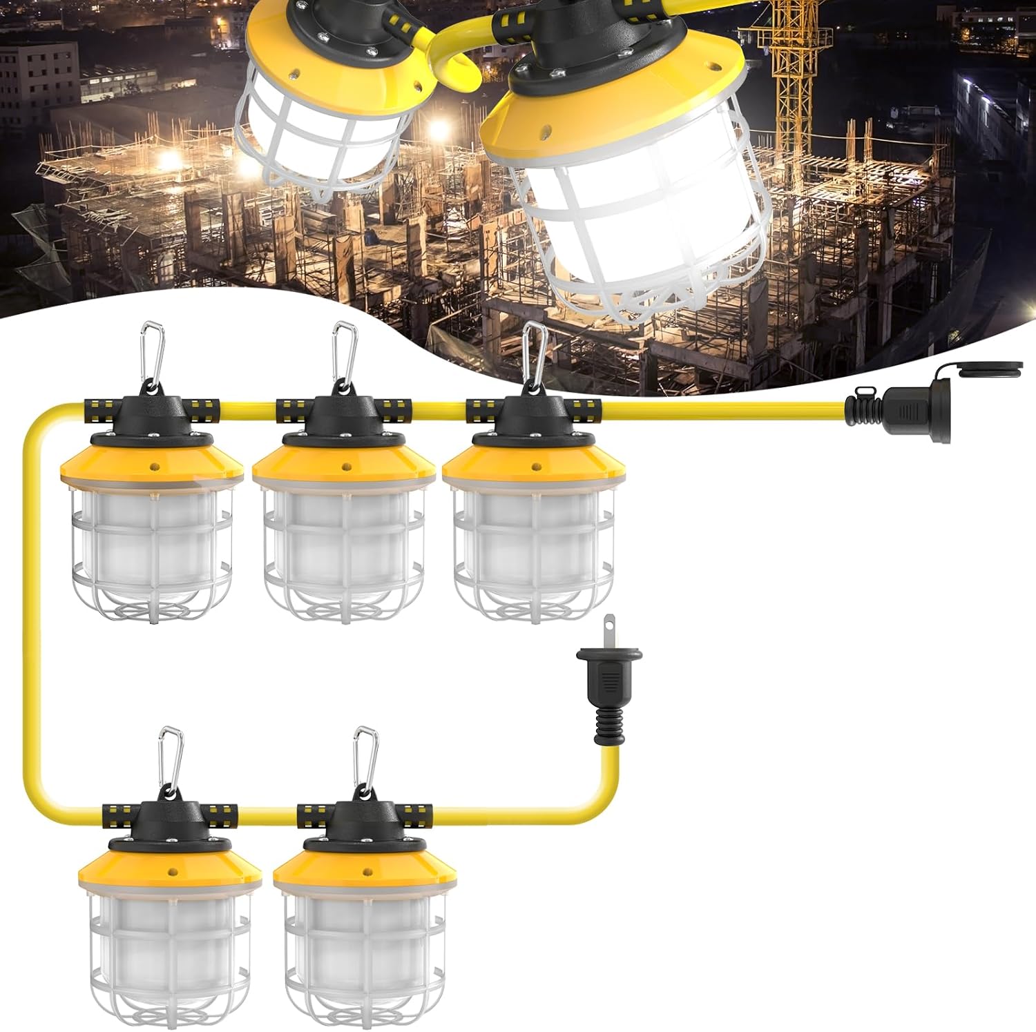 Lampeger 50FT Construction String Lights 50W LED Temporary Lighting ...