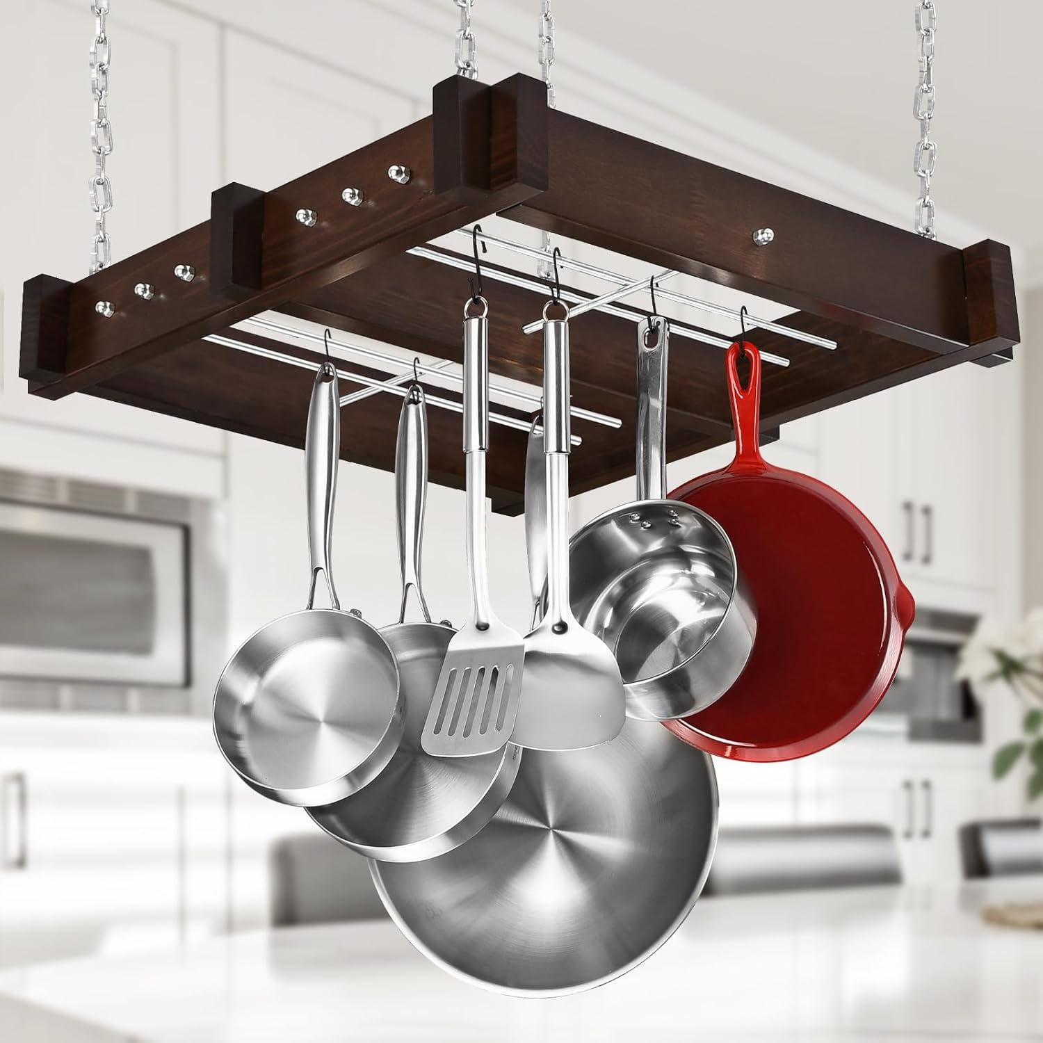 Amazon.com: CAROD Pot Rack Hanging, Hanging Pot Rack Ceiling Mount ...