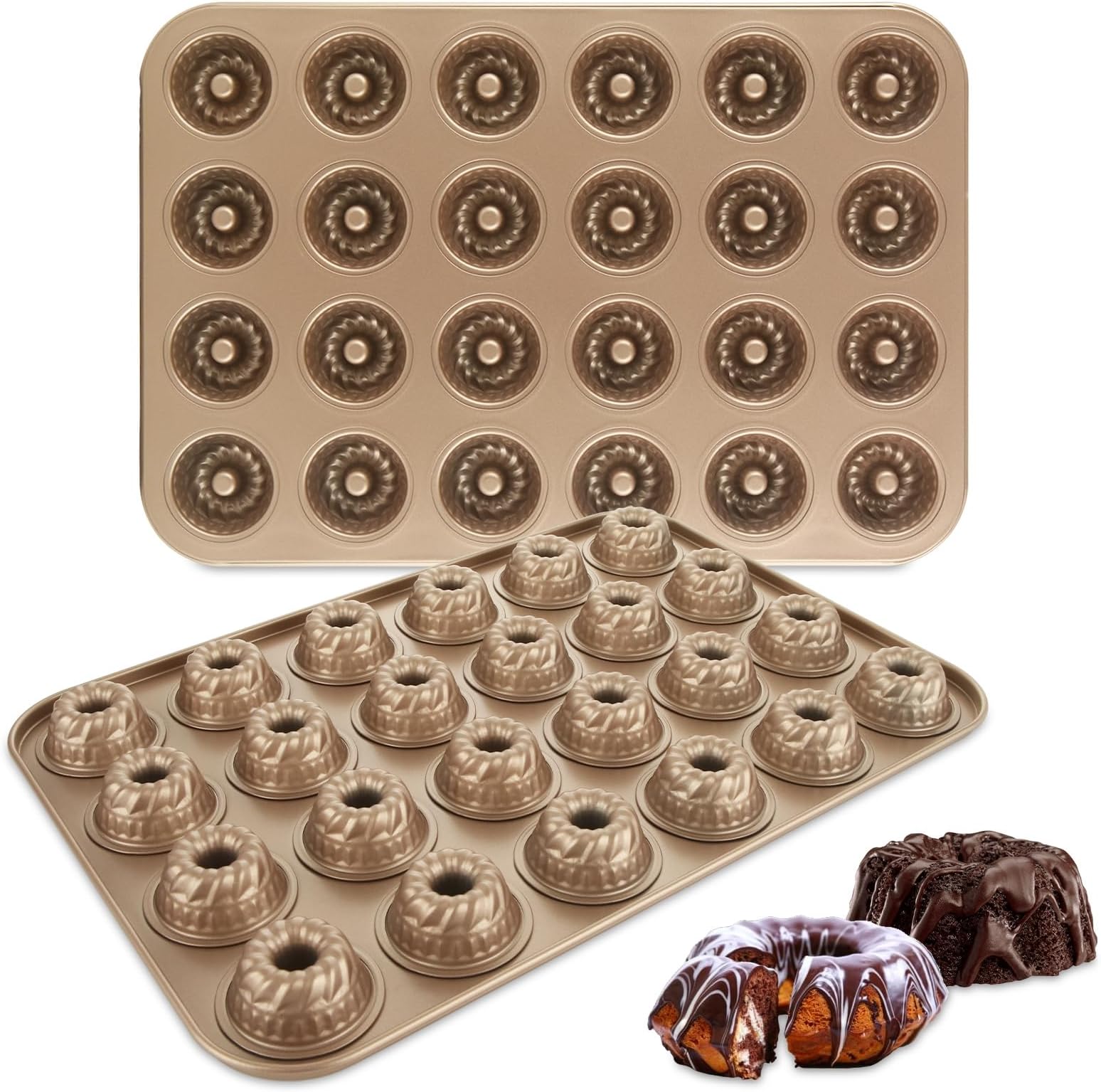 Amazon.com: LDHHYH 2 Pack Mini Fluted Tube Cake Pans, 24-Cavity ...