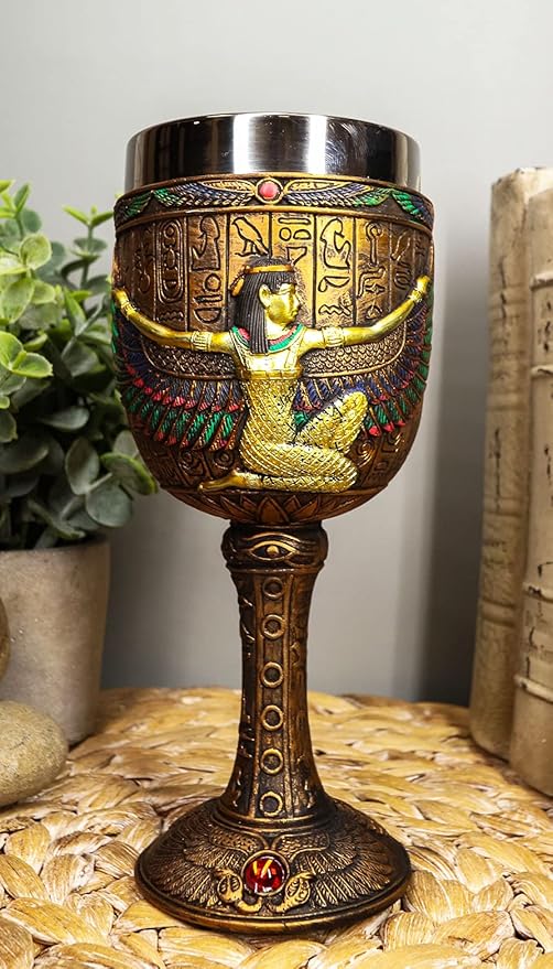 Amazon.com | Ebros Ancient Egyptian Wine Goblet In Golden Hieroglyphic ...