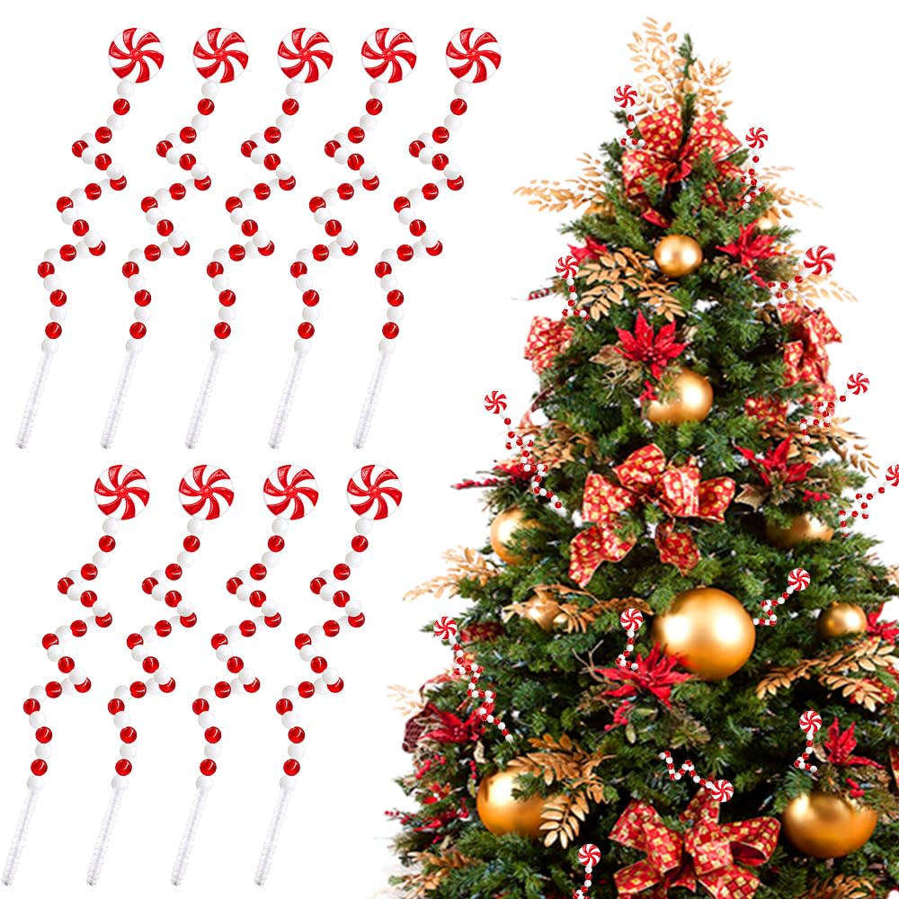 Amazon.com: 18pcs Christmas Tree Candy Curly Picks Peppermint Candy ...