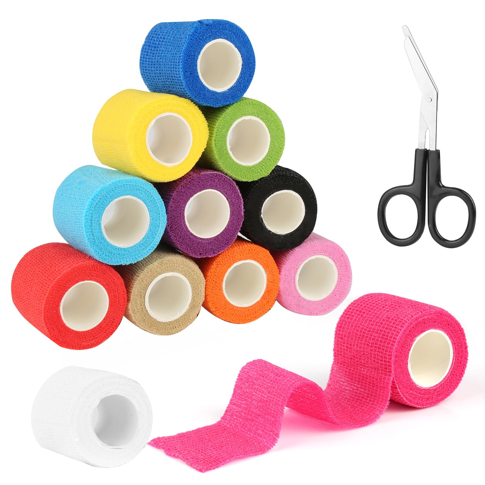 12 Rolls Vet Wrap, 5cm x 4.5m/2" x5yd Self Adhesive Bandage Wrap ...