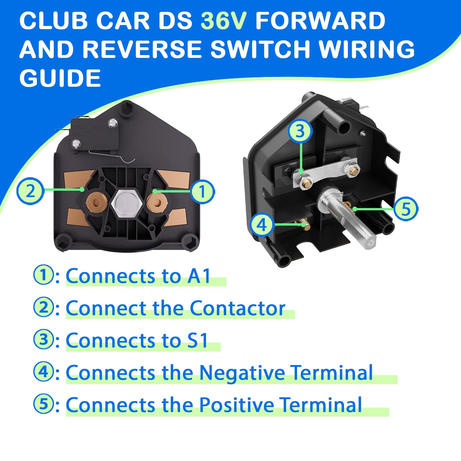 Snapklik.com : Club Car DS 36 Volt Forward And Reverse Switch Assembly