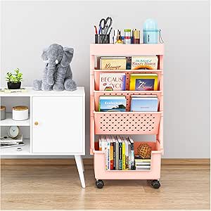 Amazon.com: 5 Tier Book Rack Storage Bookshelf, Mobile Bookshelf with ...