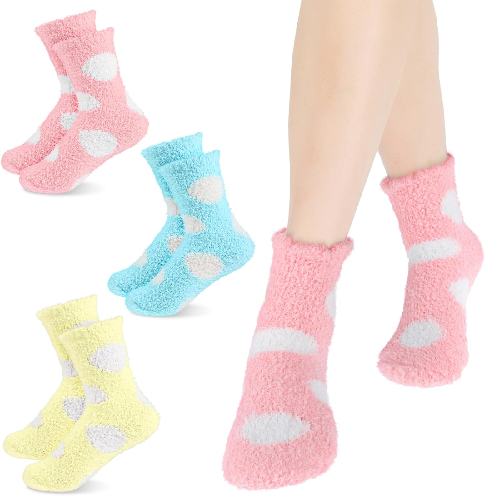 Amazon.com : 3Pairs Aloe Socks Moisturizing Cute Polka-Dot Spa Socks ...