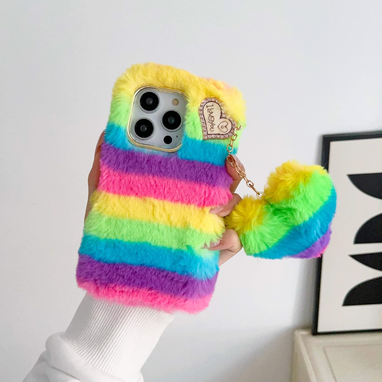 Amazon.com: HFICY Girly Faux Fur Phone Case for Samsung Galaxy with ...