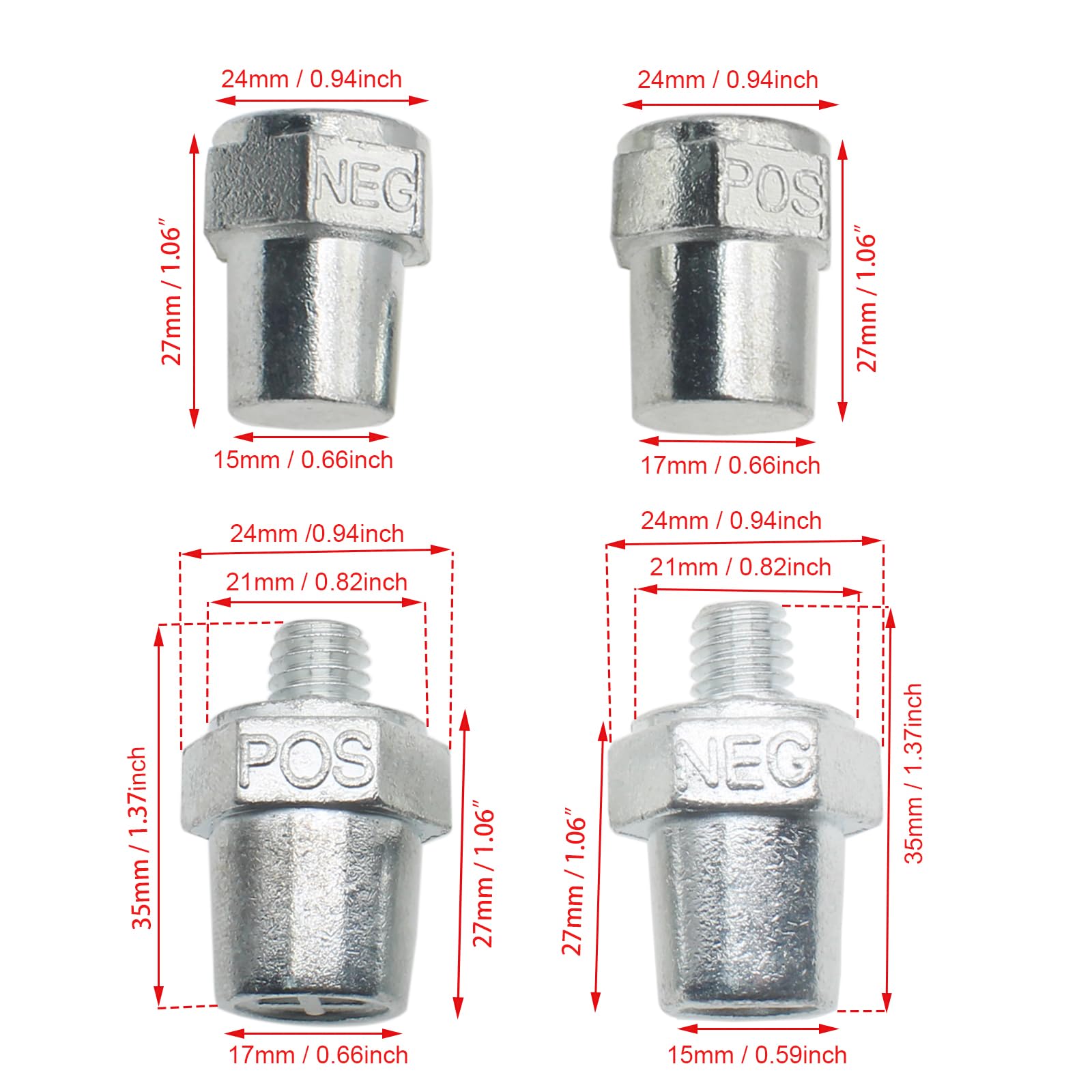 3/8 Battery Connectors Car Battery Post Adapters - 3/8" Top Post To ...