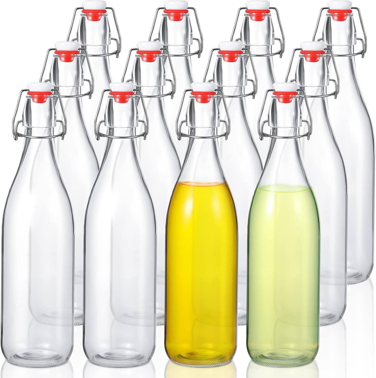 12 Set Flip Top Glass Bottles 25 oz Kombucha Bottles with Airtight Caps ...