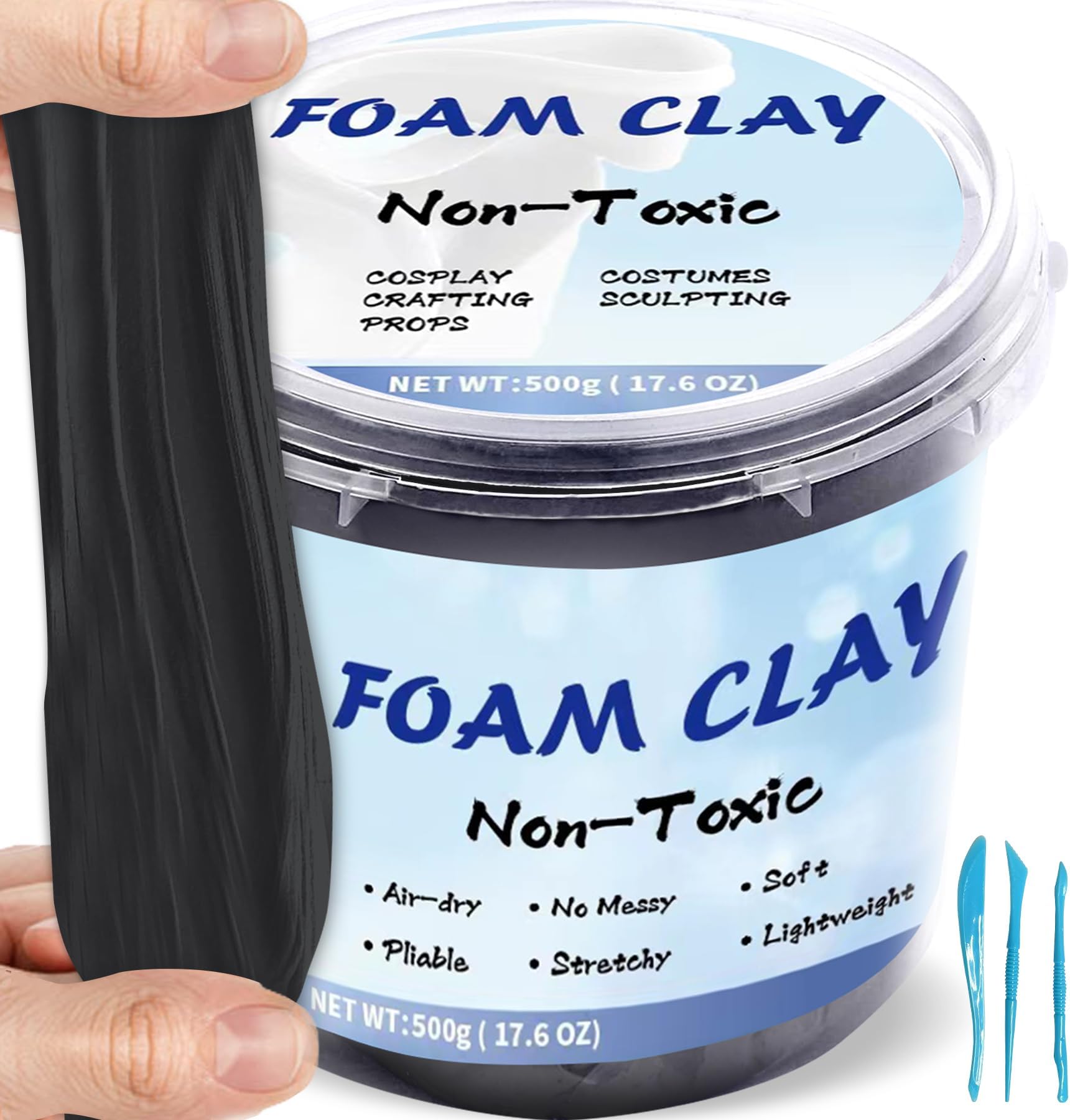 Amazon.com: Modeling Foam Clay, 500g(17.6oz) Black Soft Air Dry Clay ...