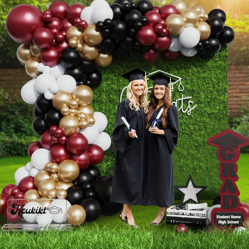 2018 Maroon Graduation Balloon Kozee Burgundy And Gold Balloon Garland