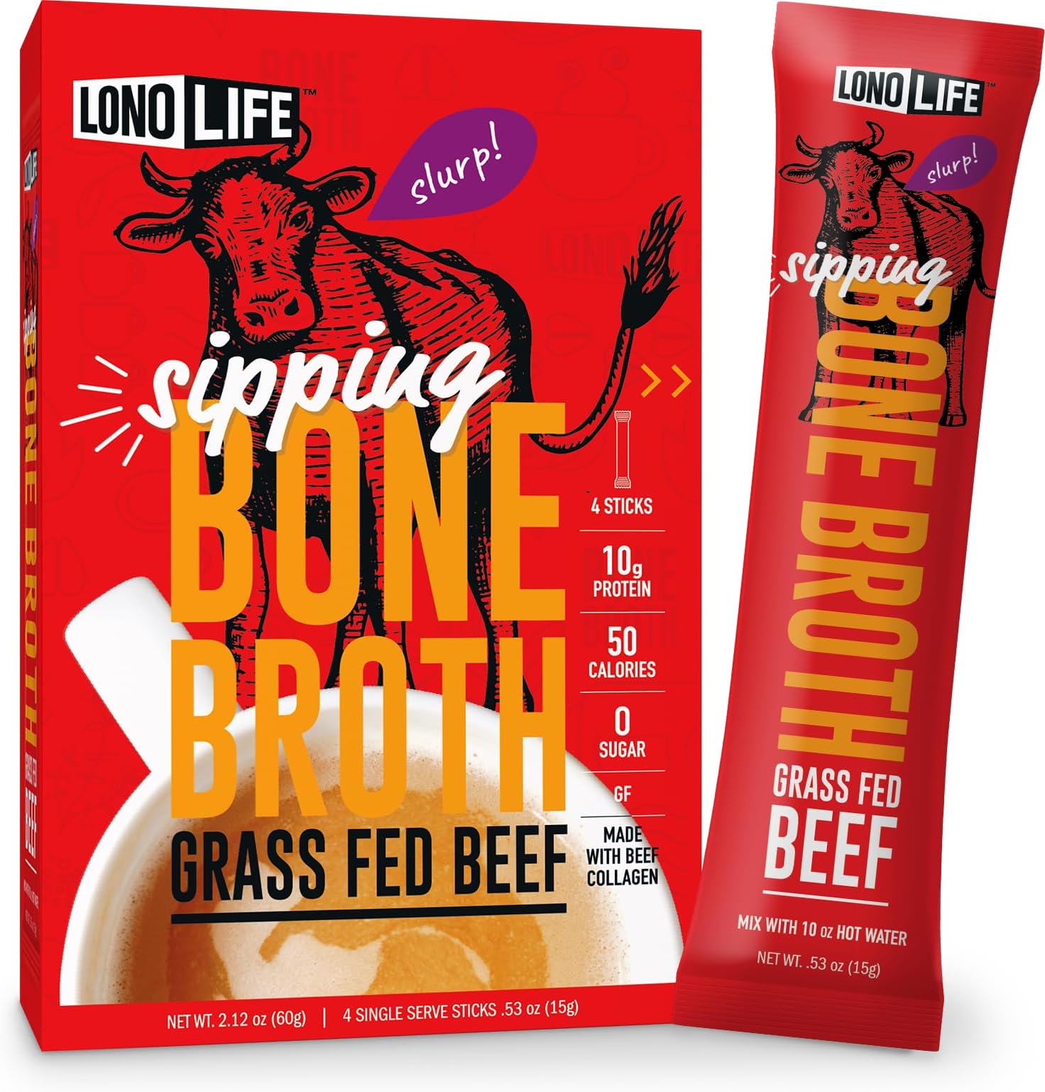 Amazon.com : LonoLife Beef Bone Broth Sticks: 10g Protein, Keto ...