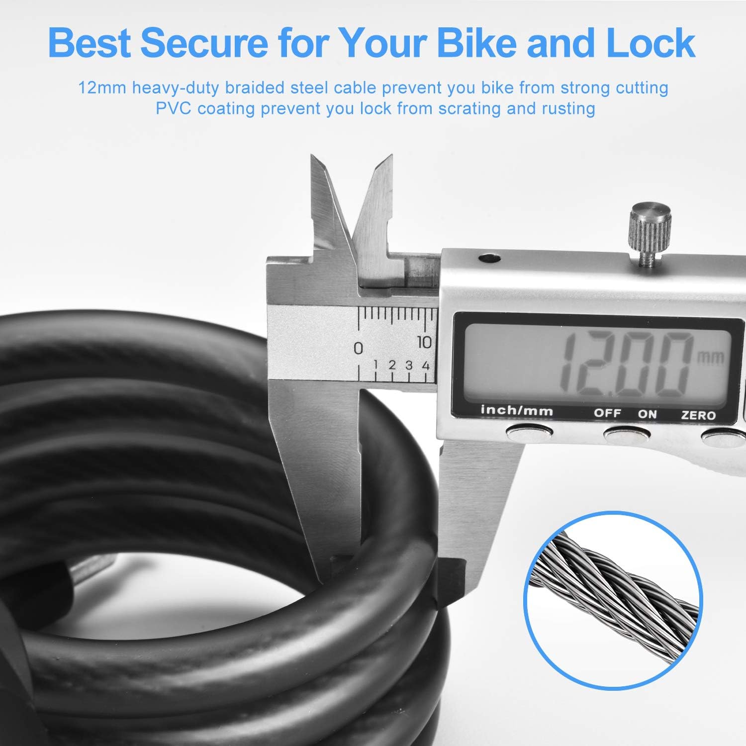 Buy LEICHTEN Bike Lock 6 Feet Coiled Bike Cable Lock with Keys High ...