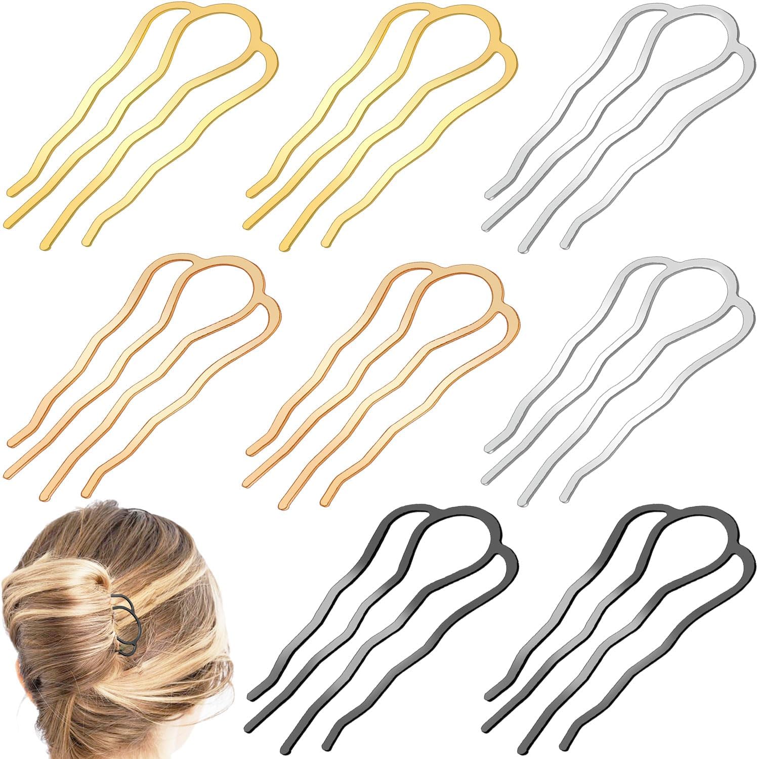 Amazon.com : 7 Pcs Metal Hair Side Combs Hair Fork Clip Teeth Hair Pin ...