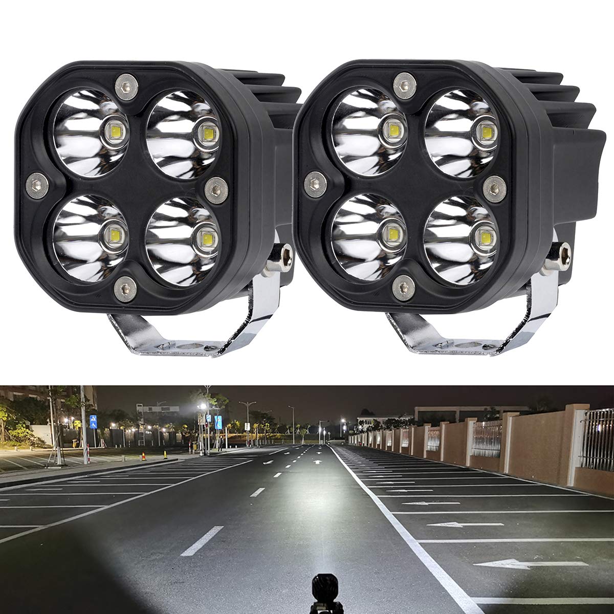 Buy LED Pods Spot Light Bar, Auxmotec White 40W 3 Inch LED Fog Lamp ...