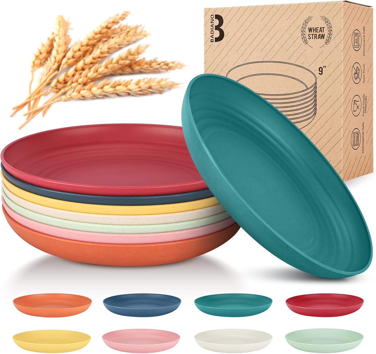 Amazon.com | Badiano Unbreakable 9-Inch Deep Dinner Plates Set of 8 ...
