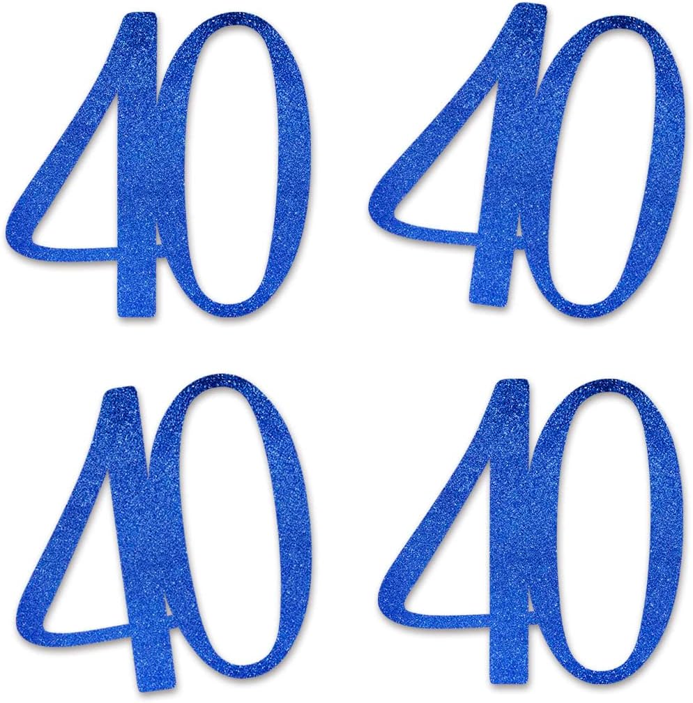 Amazon.com: Blue Glitter 40 Cut-Out Numbers, 40th Birthday Party ...