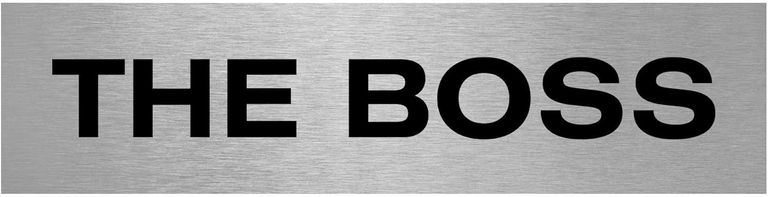 Amazon.com: Aluminium The Boss Sign | 200 x 50mm | Self Adhesive Fixing ...