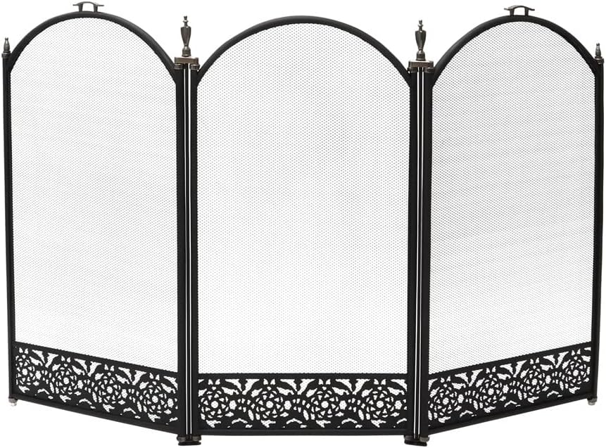 Fire Vida Stanton 4 Panel Spark Fire Guard, Metal, Black : Amazon.co.uk ...