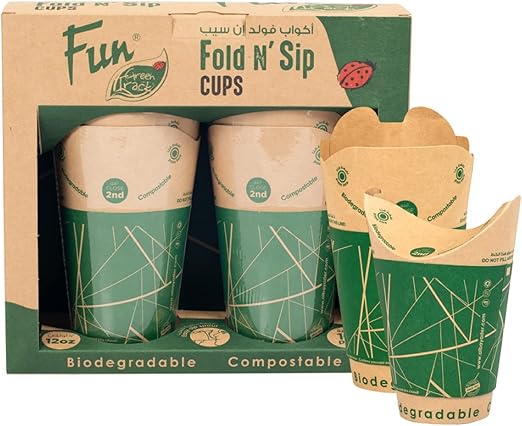 FUN BY AL BAYADER Fold & Sip 10 Piece Biodegradable Double-Wall Lidless ...