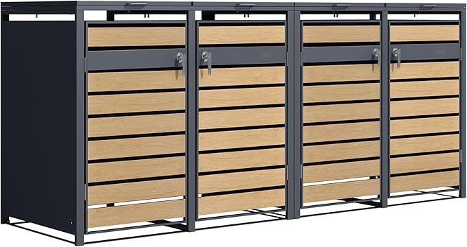 AXI Lucas Wheelie Bin Storage Anthracite/Wood effect, Metal - Bin ...