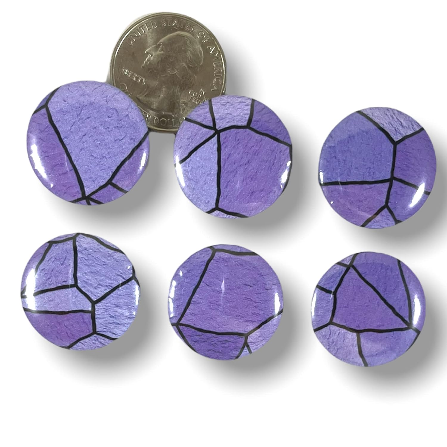 Set of 6 Purple Stained Glass Design Decorative 1 Inch Magnets for ...