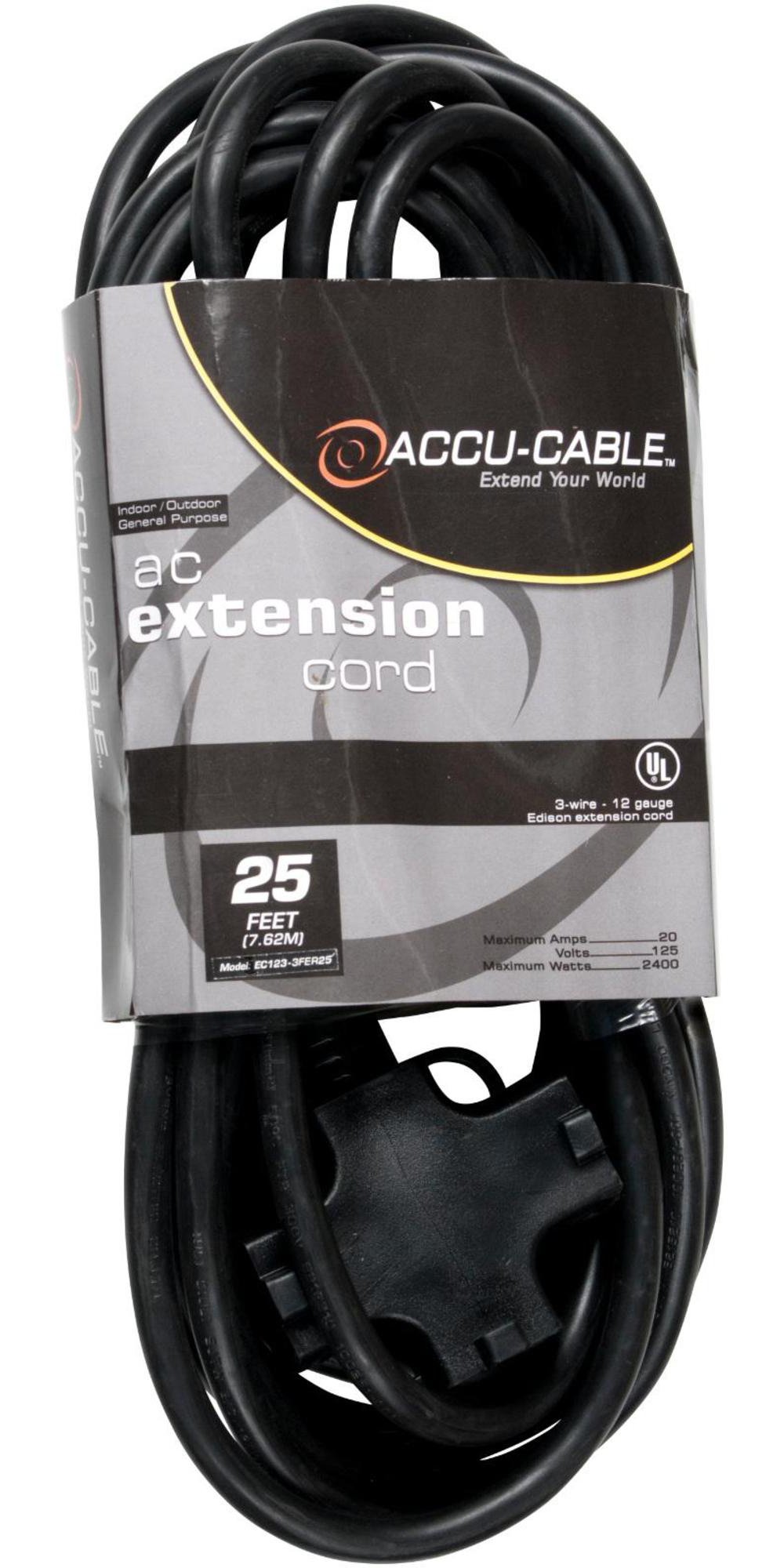 Amazon.com: ACCU CABLE Stage and Studio Power Cable, (EC123-3FER25 ...
