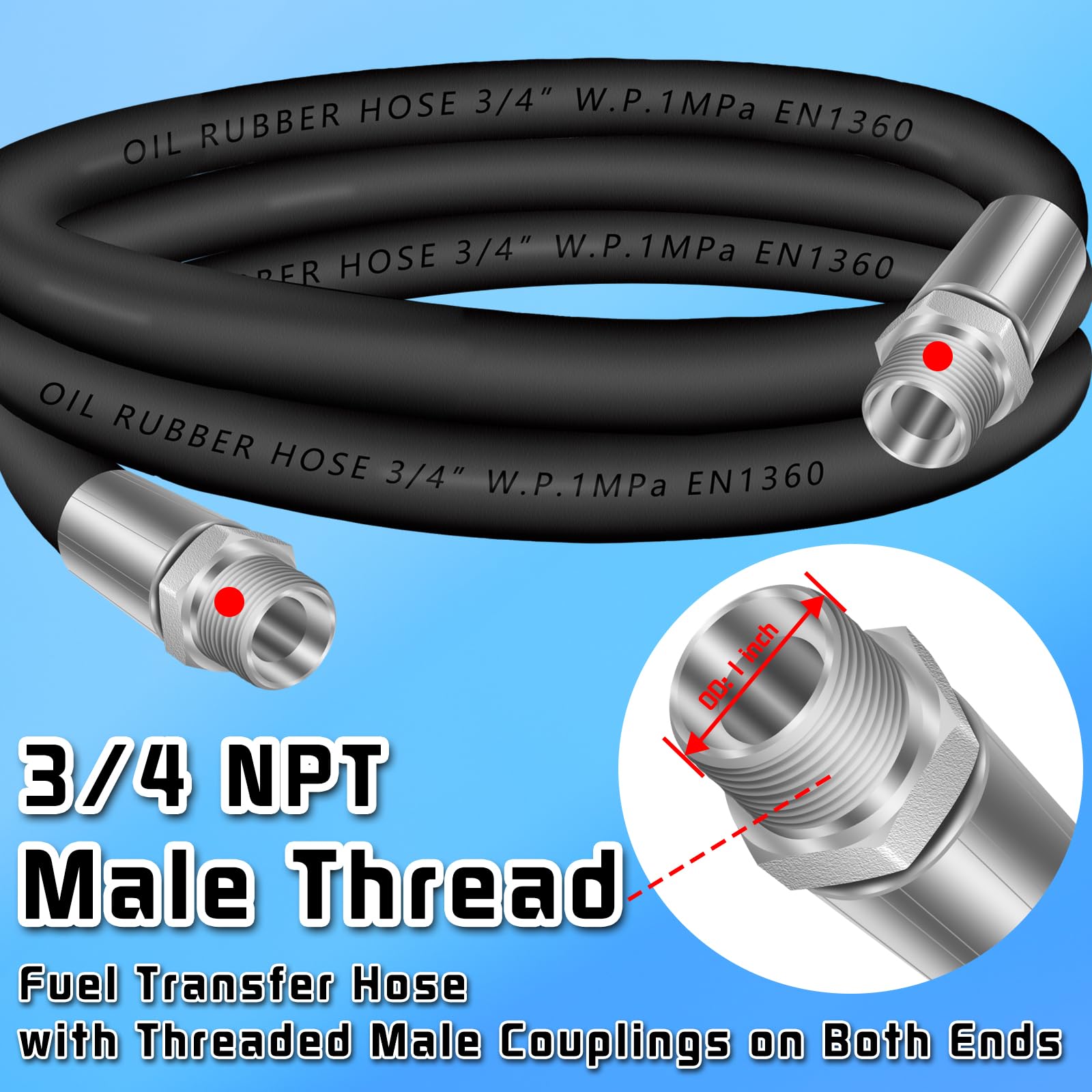 Snapklik.com : 3/4 Fuel Transfer Hose, 20FT Farm Pump Tube Fuel Hose ...