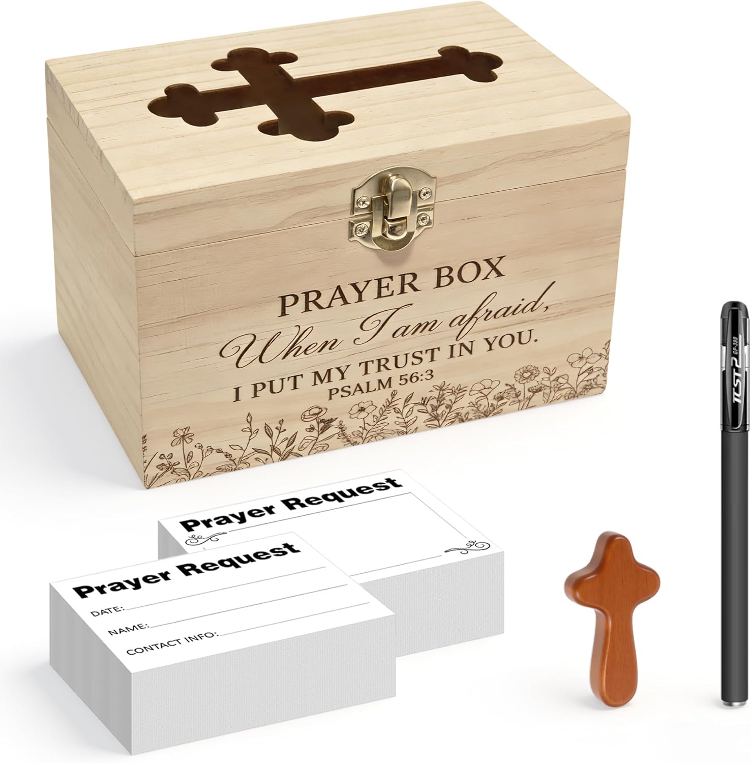 Amazon.com: Prayer Box with Slot,100 Catholic Prayer Request Cards-Pen ...