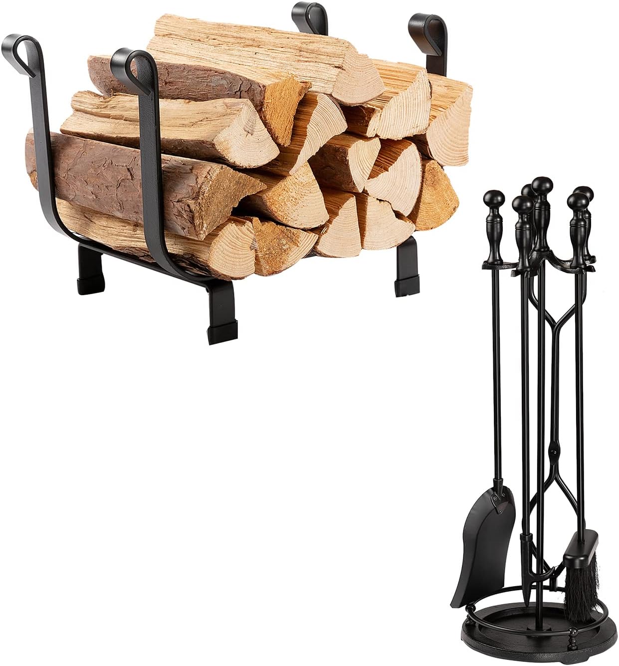 Amazon.com: DOEWORKS Small Indoor Firewood Racks Bundle Fireplace Tools ...
