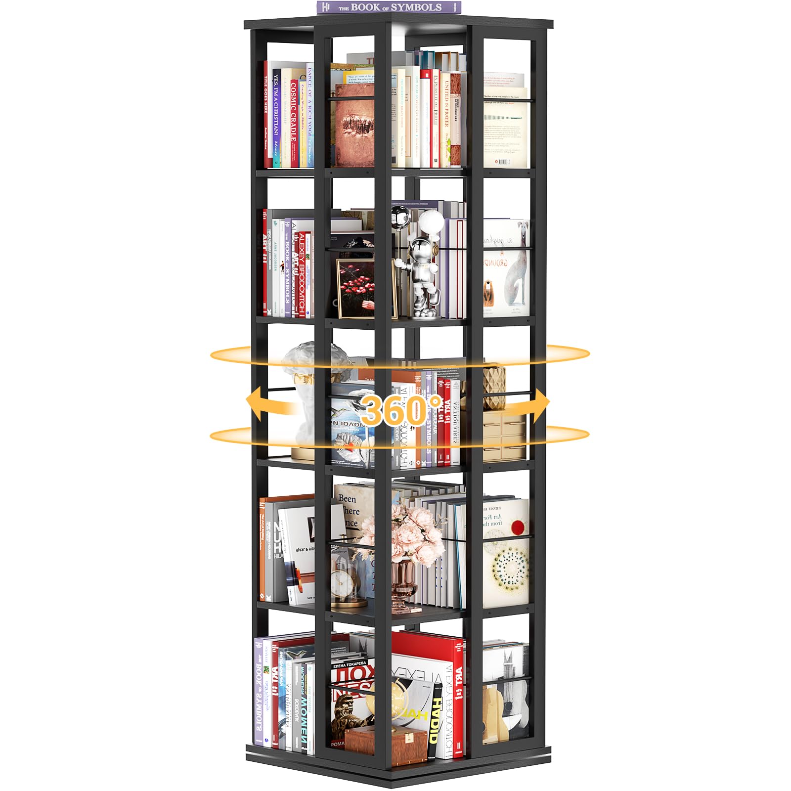 Snapklik.com : Rotating Bookshelf, Corner Bookcase, 360 Display Wood ...