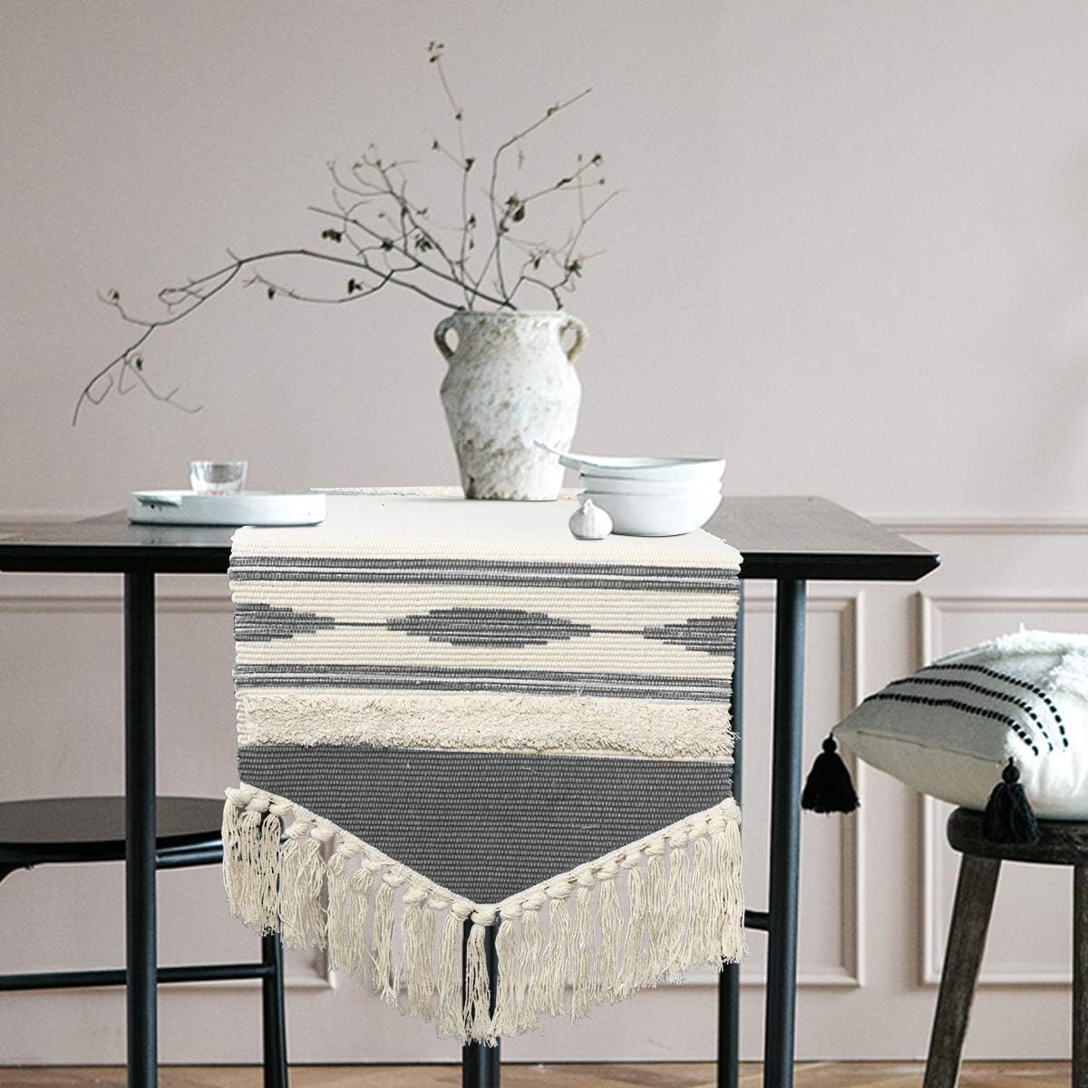 Amazon.com: Boho Table Runners Farmhouse,KIMODE Cotton Woven Tufted 72 ...