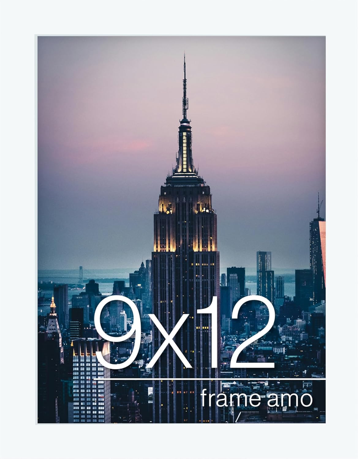 Amazon.com - Frame Amo 9x12 White Modern Picture Frame, 1 inch Border ...