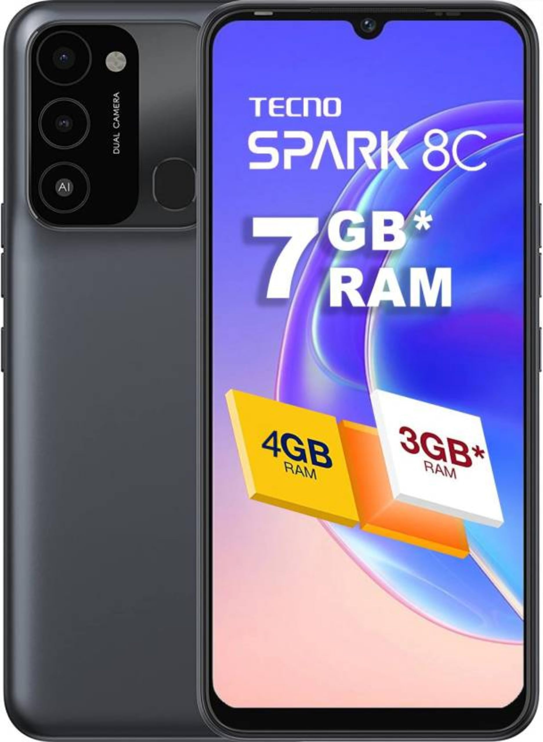 Tecno Spark 8C (Magnet Black, 4GB RAM, 64GB Storage) | 13MP AI-Enhanced ...