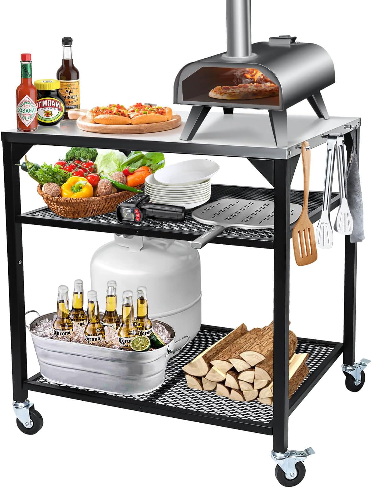 Amazon.com : Pizza Oven Table Grill Cart for Ooni Koda/Karu/Fyra 16& 12 ...