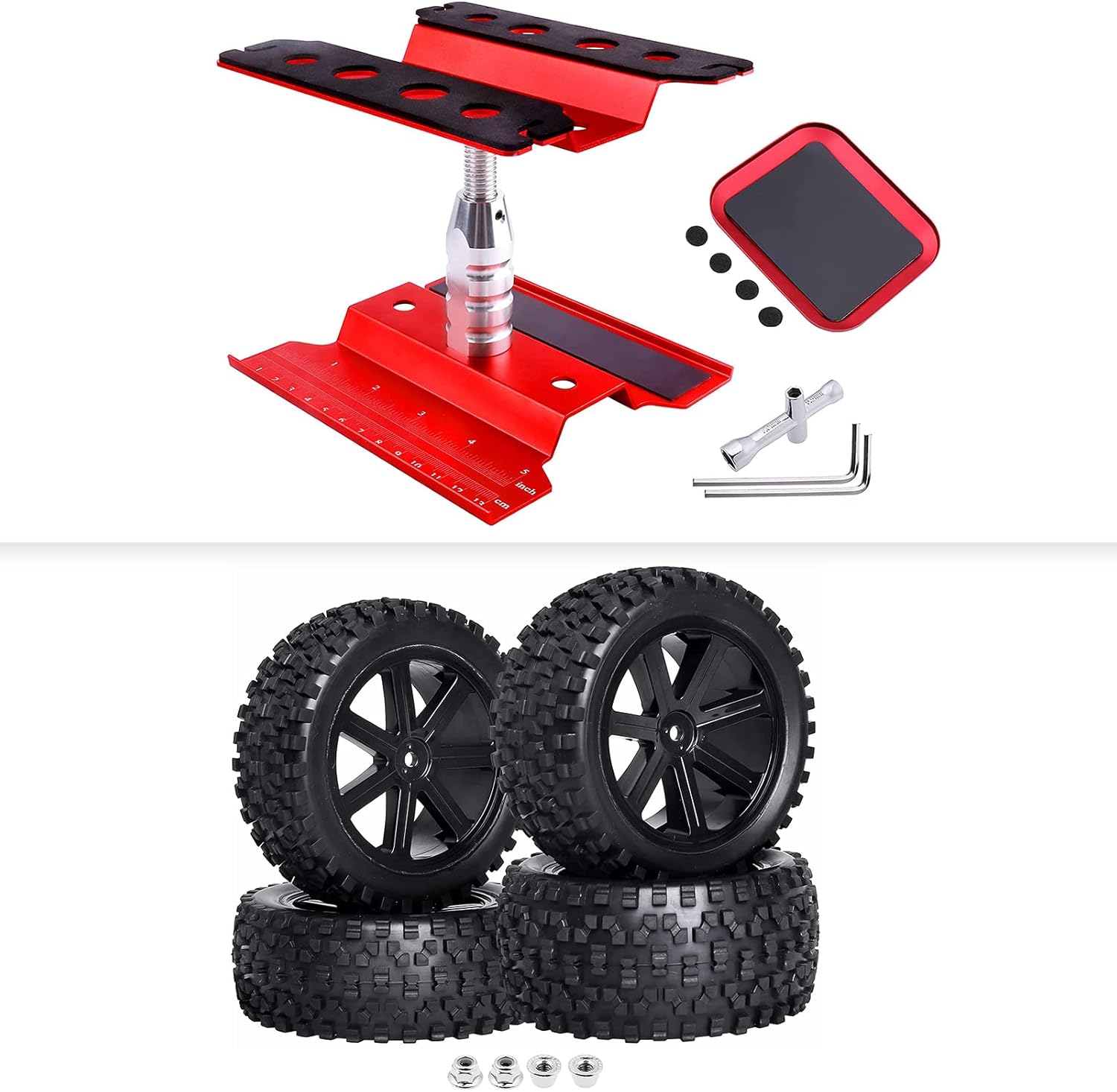 Amazon.com: 1/10 Off-Road RC Tires&12mm Hex Wheels Pre-glued & RC Car ...