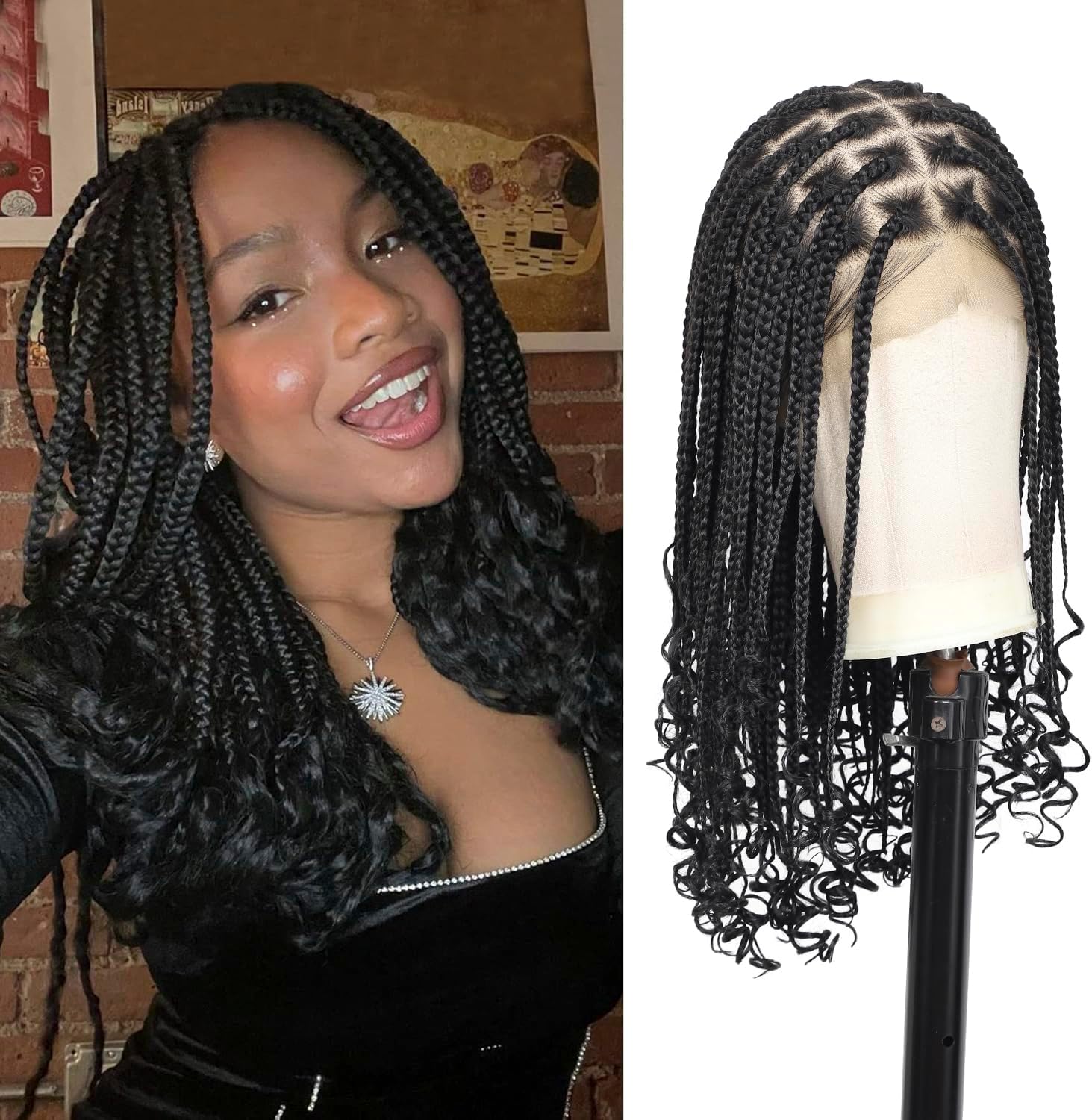 Amazon.com : Humistwbiu Bohemian Braided Wigs Boho Box Braid Wigs ...