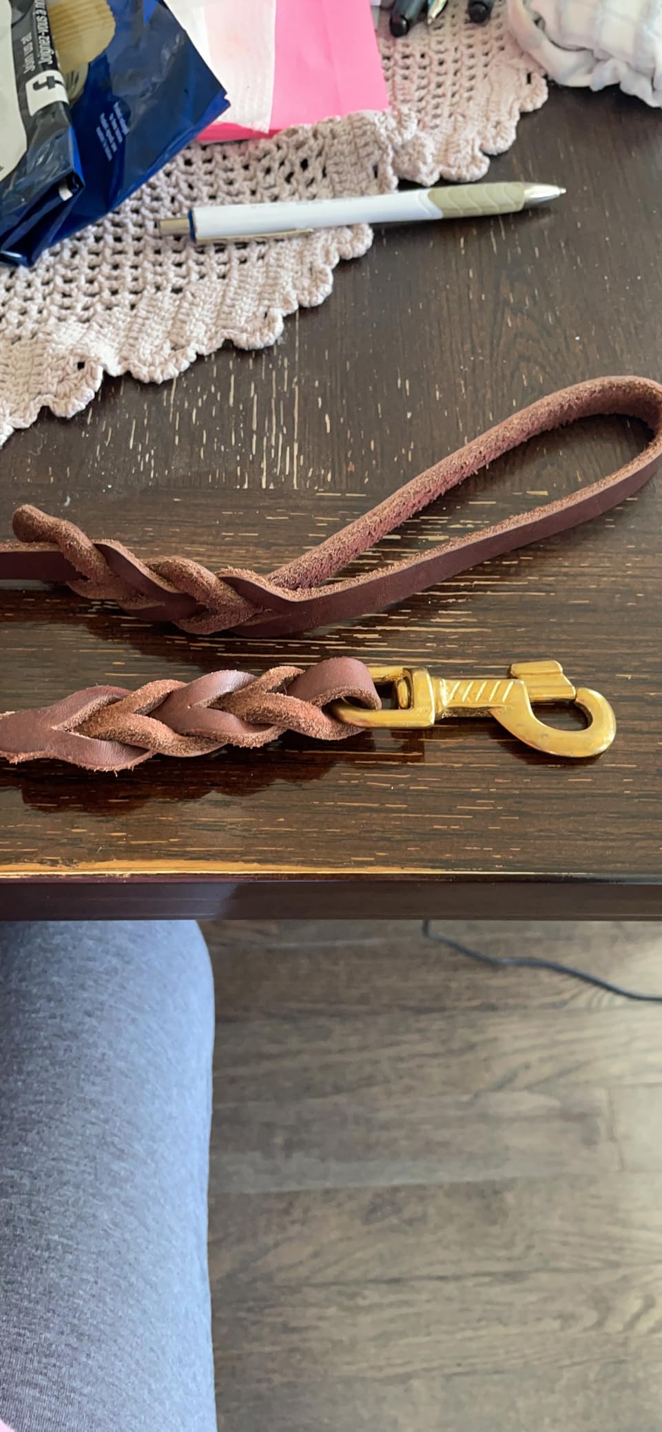 Premier Braided Leather Dog Leash 6/8/10 ft for Strong Medium Large ...
