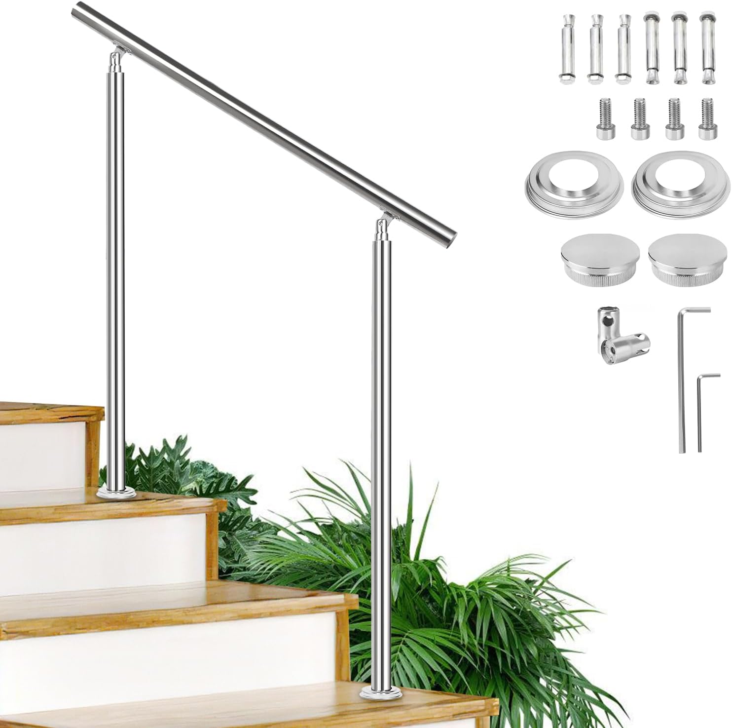 Athradies Handrails for Outdoor Steps, stair handrail Fits 7 to 8 Steps ...