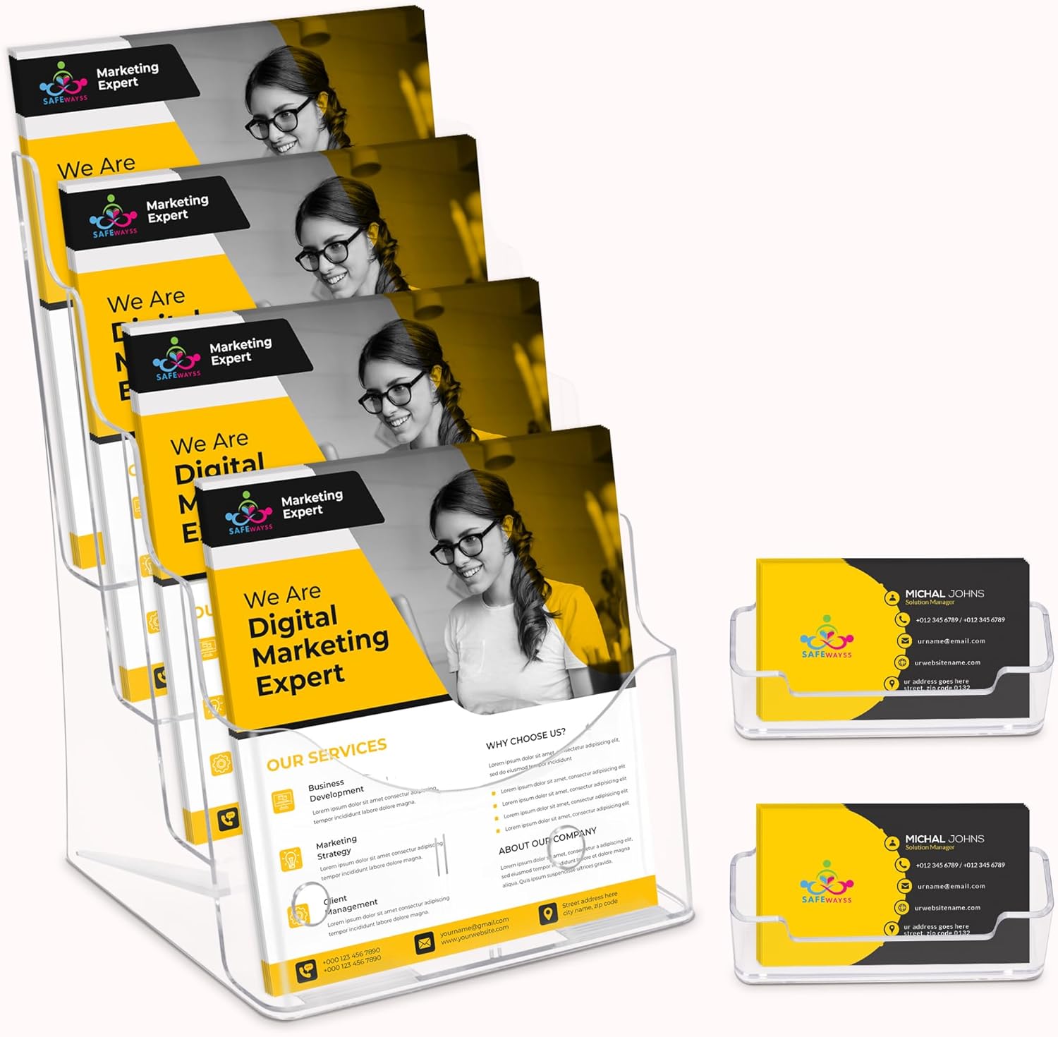 Amazon.com : SafeWayss Acrylic Brochure Holder 8.5 x11”, 4 Tier Clear ...