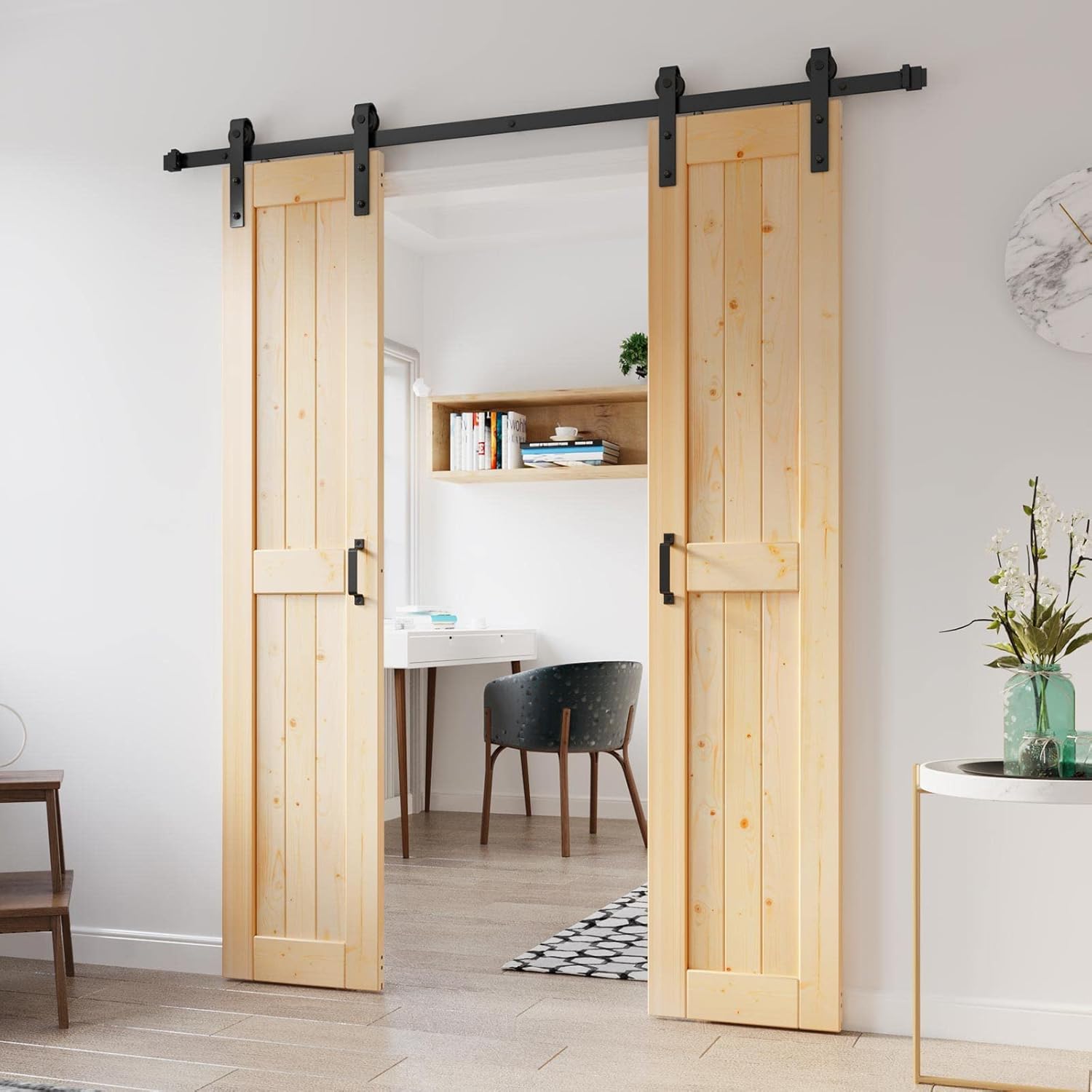 Amazon.com: ROYMELO Double 18 × 84 inch Door Sliding Barn Wood Door ...