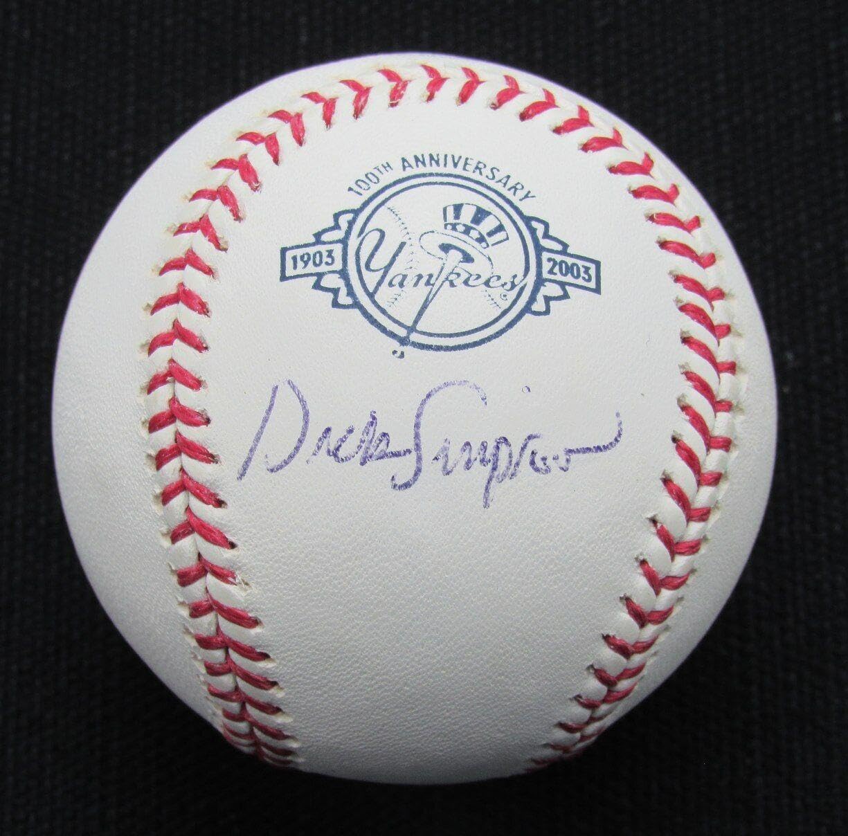 Amazon.com: Dick Simpson Signed/Auto Yankees 100th OML Baseball JSA ...