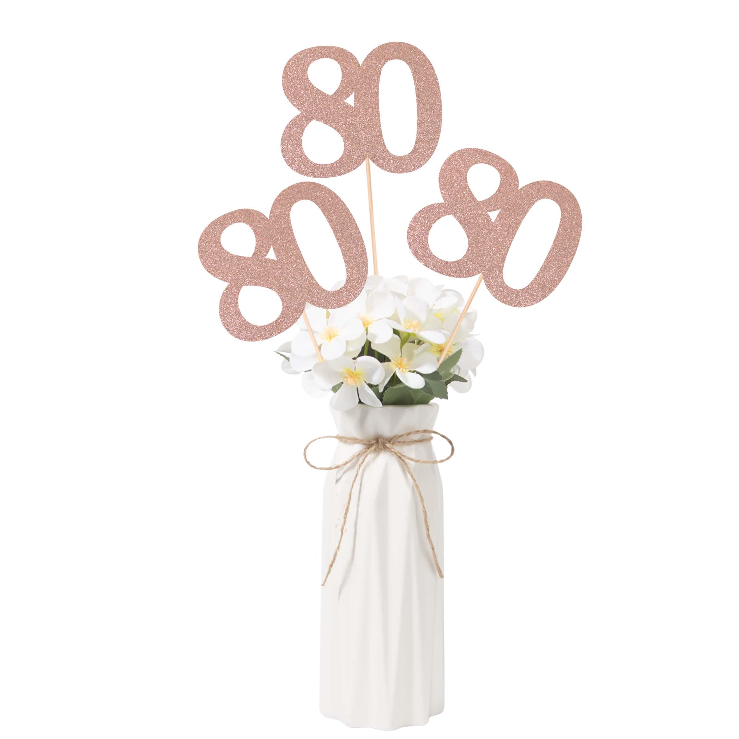 Amazon.com: Gexolenu NO 80, 10 Pack Double-Sided Rose Gold Glitter 80th ...