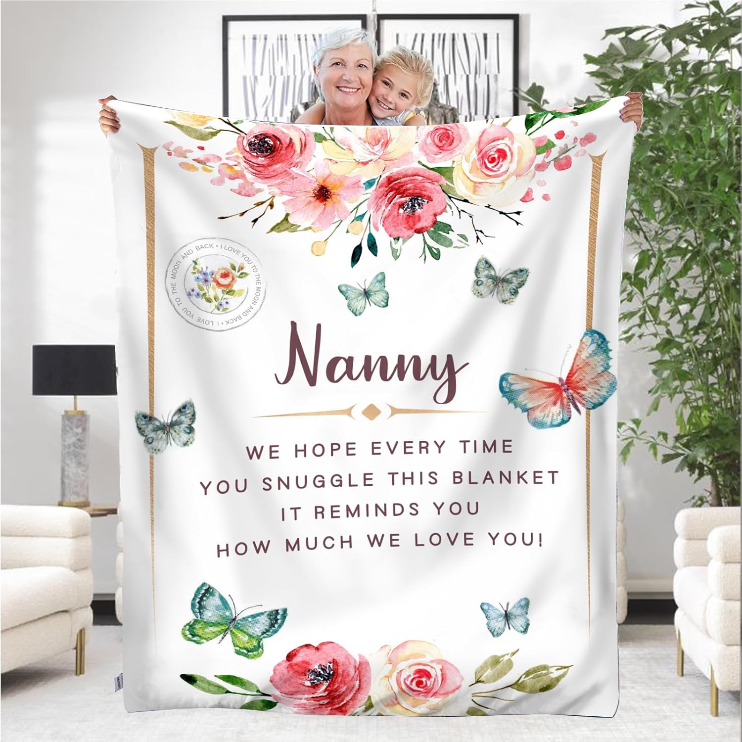 YRAQLVU Nanny Gifts Throw Blanket from Granddaughter to My Grandma ...