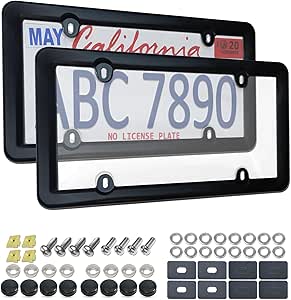 Amazon.com: RCKJNJ License Plate Covers Frames- 2 Sets Car Plate ...