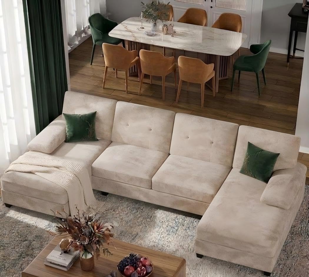 Amazon.com: U-Shaped Sectional Couches for Living Room, 4 Seat Sofa ...