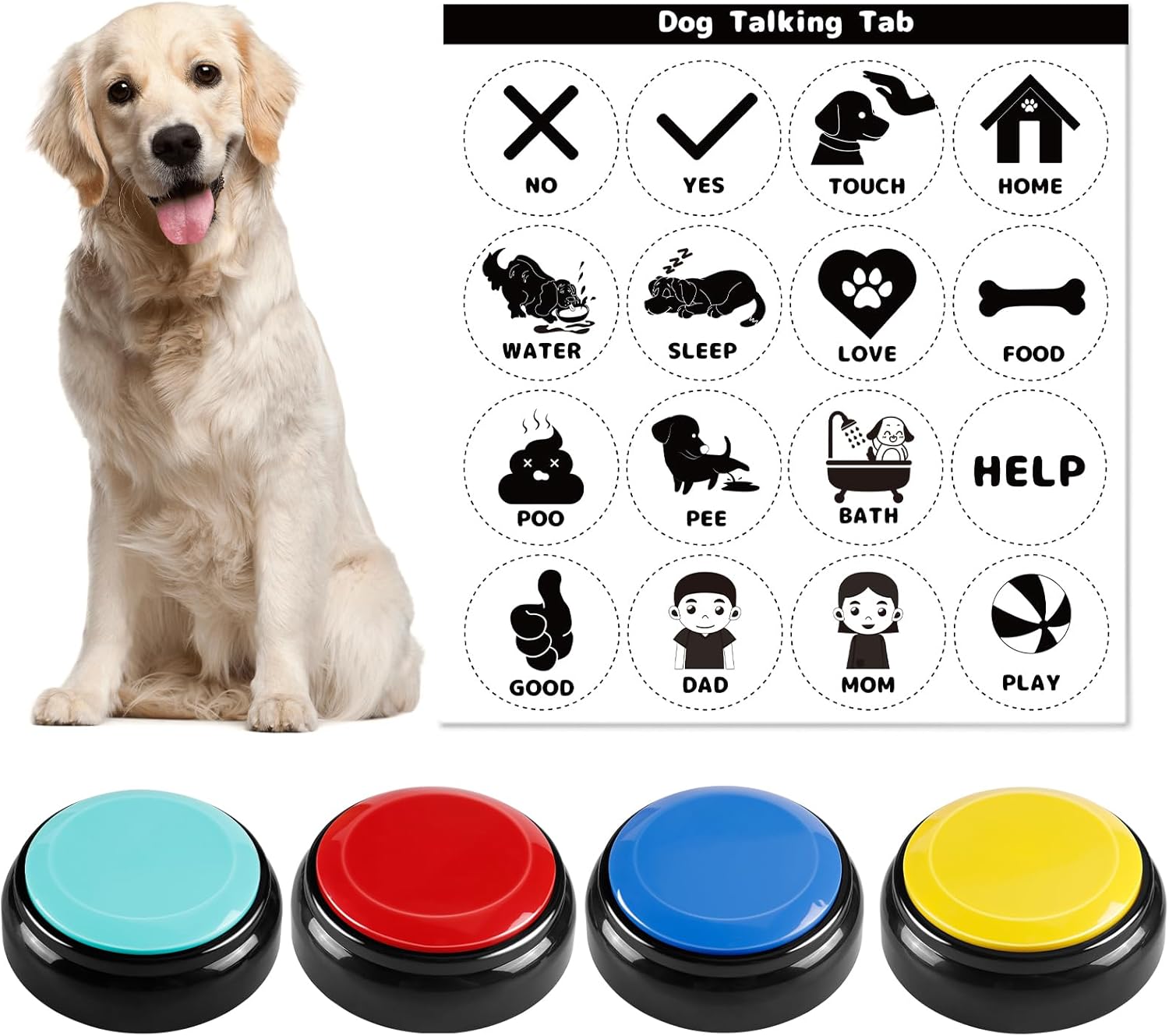 Amazon.com : IBLESSU Dog Buttons for Communication Starter Pack - 4 ...
