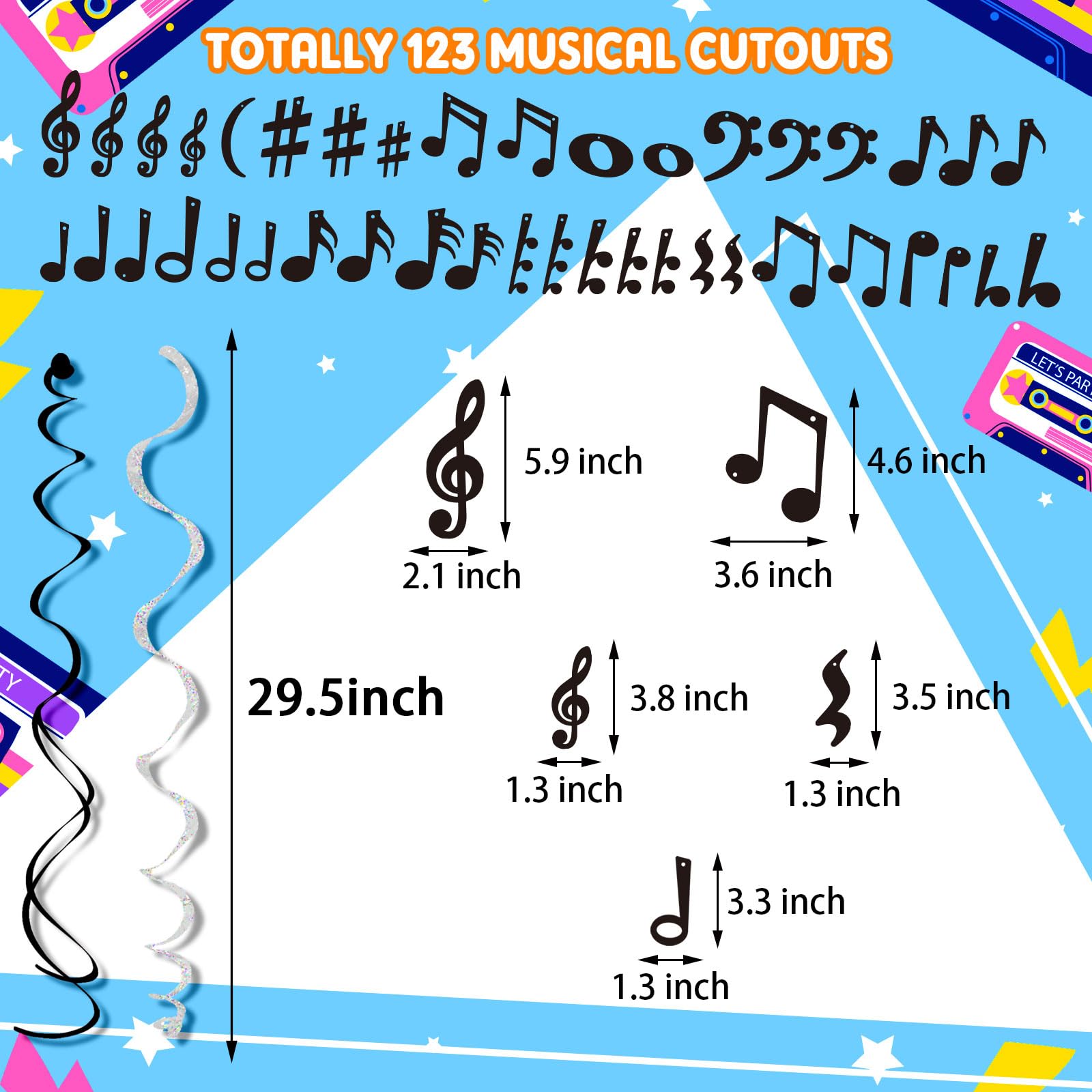 Snapklik.com : DIY Musical Notes Hanging Swirl Decorations - 123 Pieces ...