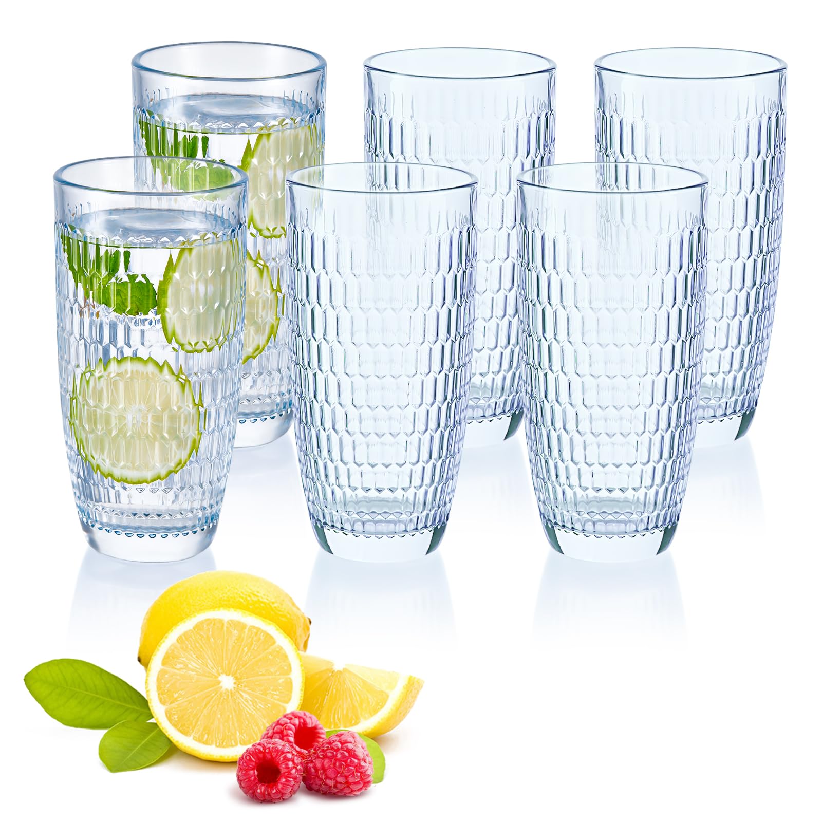 Amazon.com | CREATIVELAND Highball Beverage Glasses Set of 6 Romantic ...