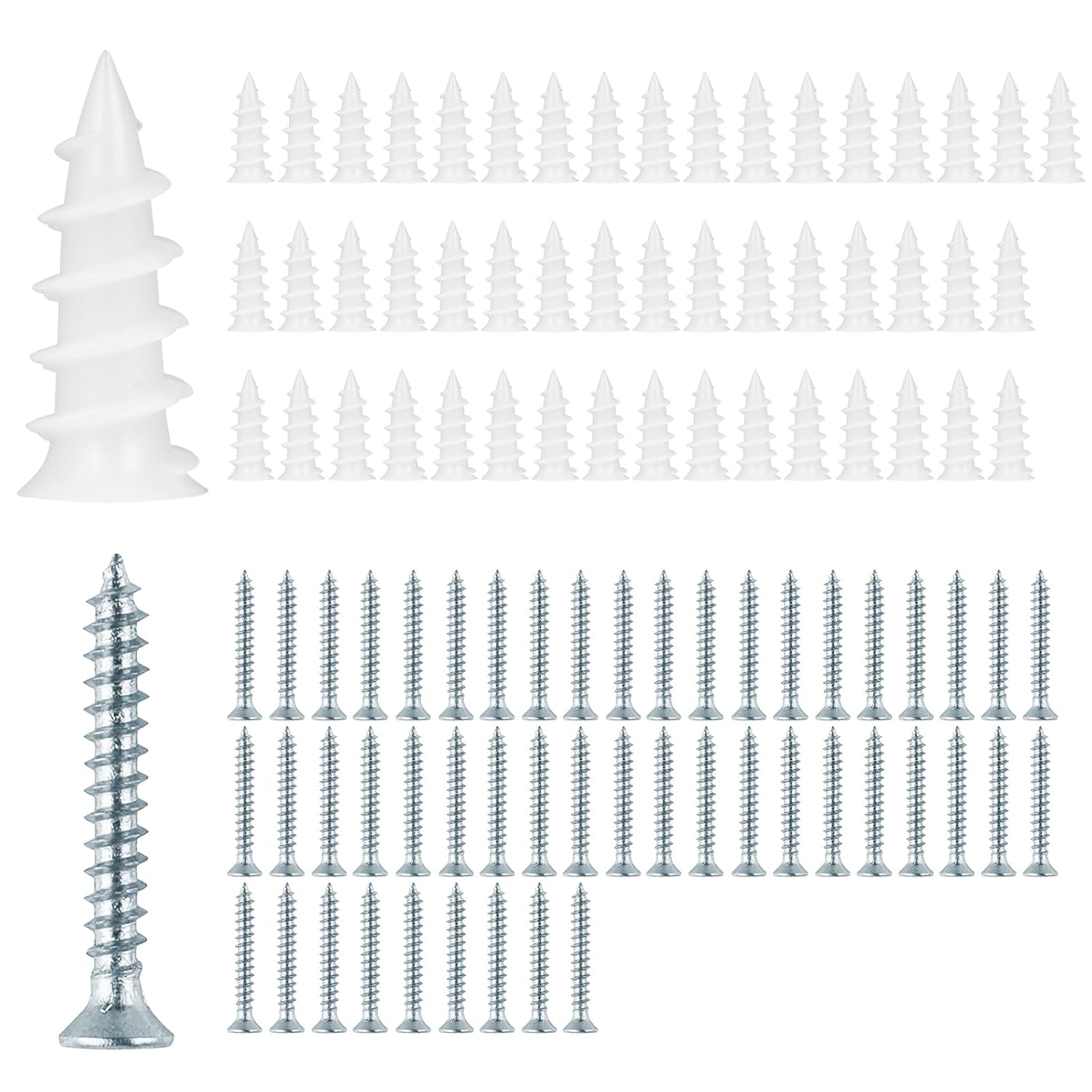 Self Drilling Drywall Anchors and Screws Kit, 50Pcs Plastic Wall ...