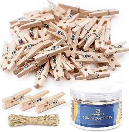Amazon.com: Sturdy Mini Clothes Pins for Photo, 150 Pcs 1 Inch Natural ...